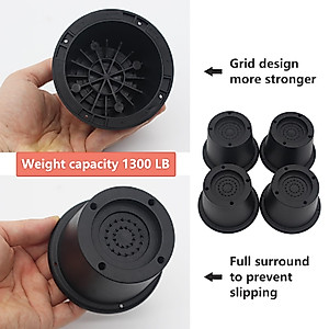 HANIHUA 6 Pack Furniture Risers Black Bed Risers 2 inch, Bed Lifts Risers for Sofa, Couch, Desk, Heavy Duty Bed Frame Risers Table Leg Extenders Supports Up to 1,300 Lbs