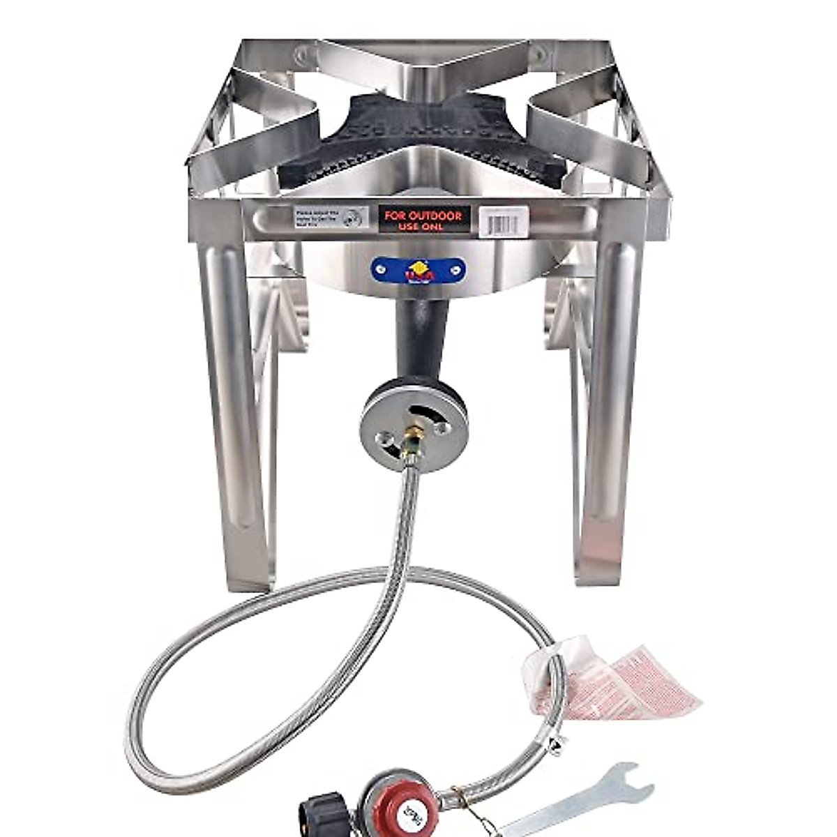 ARC Stainless Steel Single Burner Propane Stove, 200,000BTU High Pressure Outdoor Gas Stove Cooker, 16.5"Heavy Duty Square Stove, Burners For Outdoor Cooking Turkey Fryer, Crawfish Boil, Homebrewing