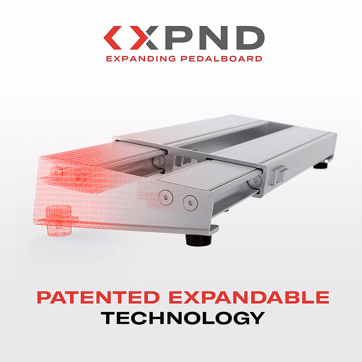 D'Addario Accessories XPND Pedal Board - Guitar Pedal Board that Expands - Pedal Boards for Guitars - 1 Row, Lightweight, Durable Aluminum Pedalboard - Pre-Applied Loop Velcro for Swapping Pedals