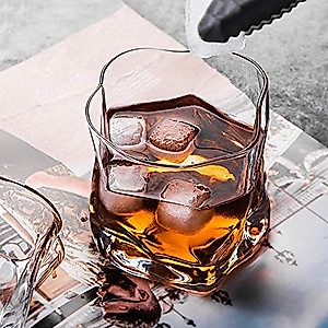 Keqin 250ML Irregular Glassware Diamond Twisted Wavy Crystal Whiskey Glass Set, 35 - Ounce, Set of 6, Unique Gift for Men or Women