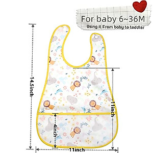 Baby bibs Waterproof Toddler bib - Feeding bib with Pocket for Infant Boy Girl Washable 6-36M