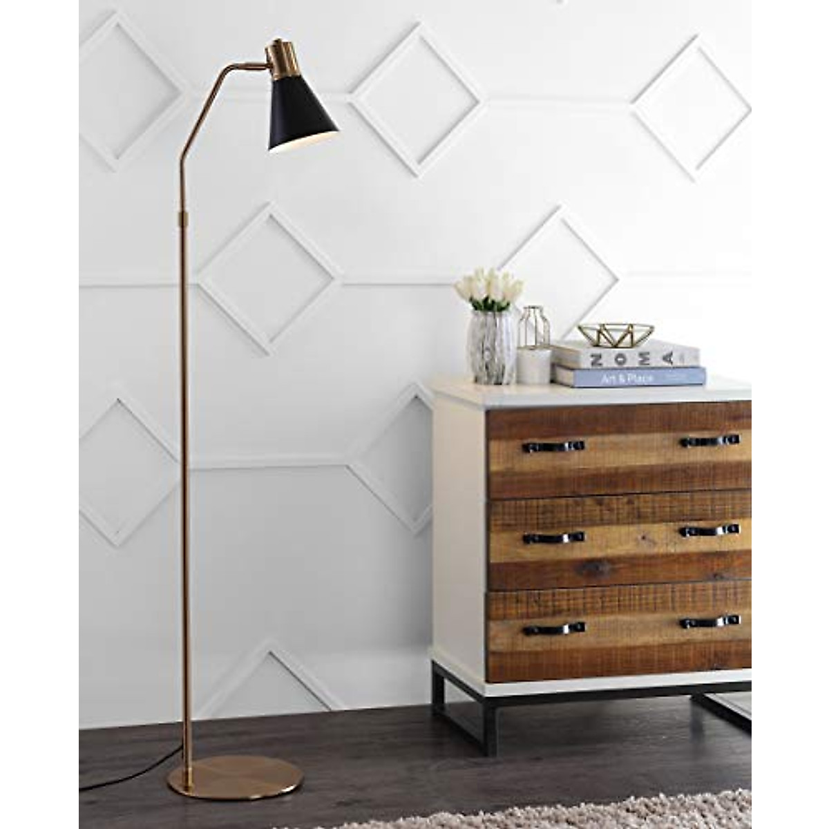 Safavieh FLL4042A Lighting Collection Grania Gold and Black 60-inch Floor Lamp, H