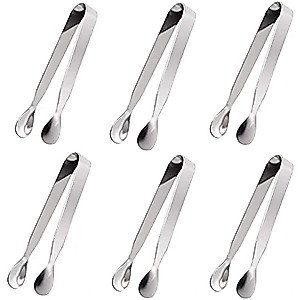 Ice Tongs Sugar Cubes Tongs - Stainless Steel Mini Serving Tongs Appetizers Tongs Small Kitchen Tongs for Tea Party Coffee Bar (6 PCS)