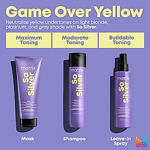 Matrix So Silver Toning Purple Hair Mask | Deep Conditioning | Repairs Damaged Blonde & Silver Hair | Neutralizes Yellow Tones | For Color Treated or Bleached Hair | Packaging May Vary | Vegan