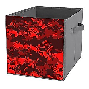 Red Camouflage Collapsible Storage Bins Basics Folding Fabric Storage Cubes Organizer Boxes with Handles