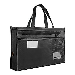 A3 Mesh Art Portfolio Bag with Handle and Zipper Holder for Artwork Portable Large Capacity Clear Art Storage Tote Bag Organizer Transparent Bag for Large Posters Painting Teaching Material Art Work
