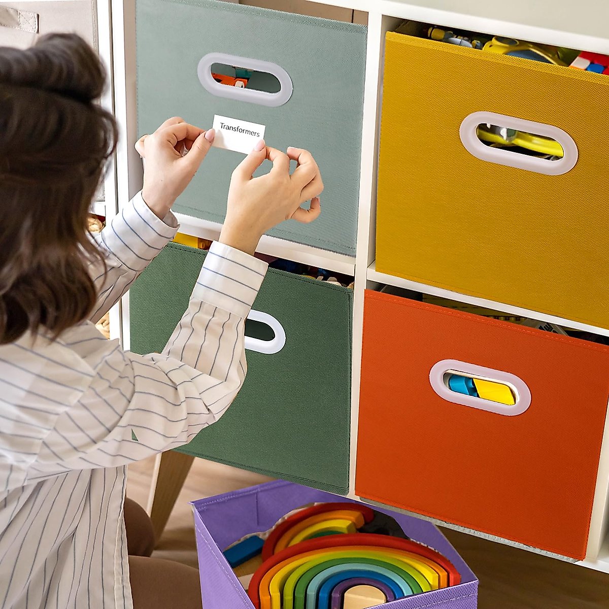 Storage Cubes, 11-inch Cube Storage Bin, 6 Sets Foldable Fabric Storage Cubes With Handles, 6 Cube Storage Organizer, Storage Cube Bins for Toys, Clothes and Books (Multicolour) (Multicolour)