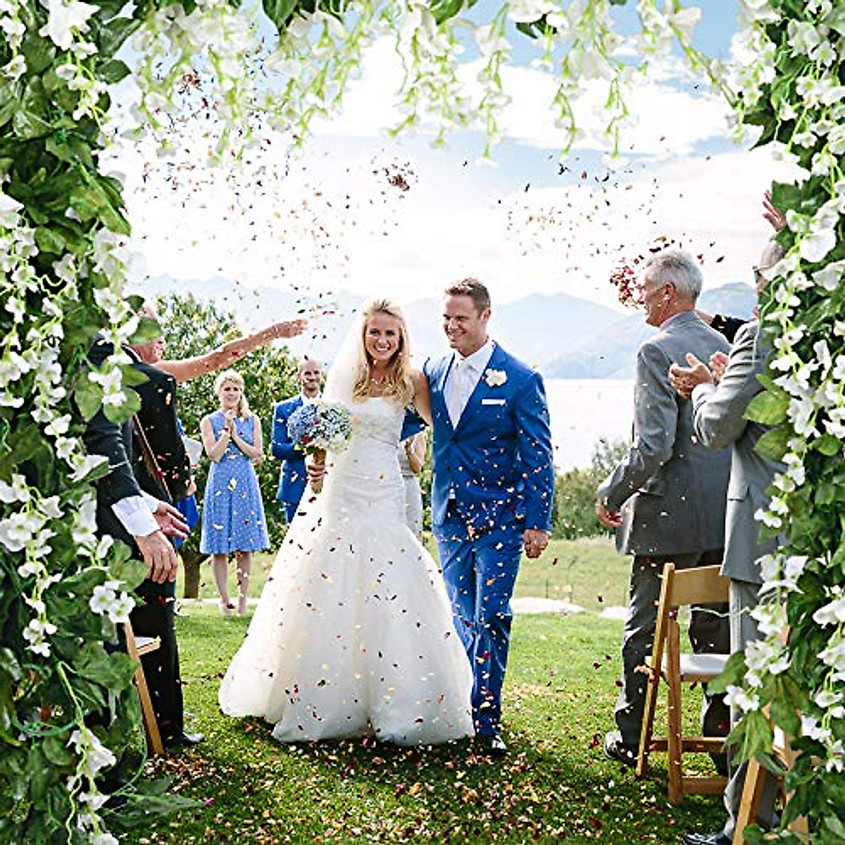 8pcs Artificial Grass Plants Fake Bushes Artificial Shrubs Artificial Fake Grass Plant Faux Wheat Grass for Outdoor UV Resistant Plastic Greenery Plants (5, White)