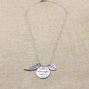 Memorial Dad Jewelry I Used to Be His Angel Now he is Mine Remembrance Necklace