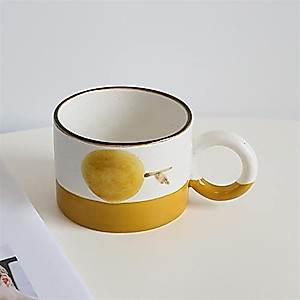 PSVOD Orange Strawberry Pattern Mug Hand-Painted Ceramic Coffee Mug Milk Coffee Cup Breakfast Cup Household Water Cup Couple Cup