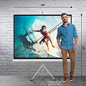 Pyle Upgraded Pyle 72" Projector Screen with Floor Standing Portable Fold-Out Roll-Up Tripod Manual, Mobile Movie Screen, Home Theater Cinema Wedding Party Office Presentation, Quick Assembly PRJTP72 White