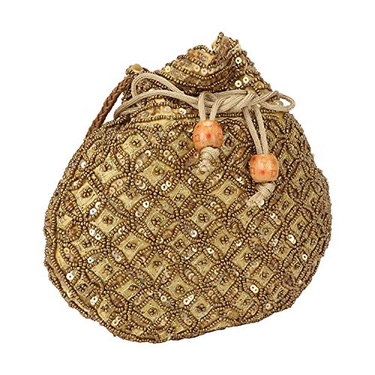 Indian Sequence Potli Bag For Women, Wedding Purse/Jewelry Purse for Women (Base Color- Golden)