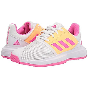 adidas Courtjam X Tennis Shoe, White/Screaming Pink/Acid Orange, 3.5 US Unisex Little Kid