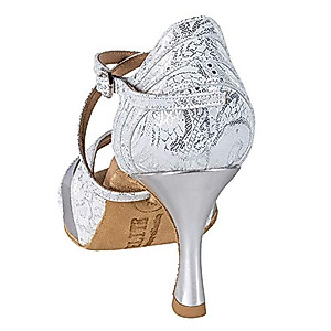 Rummos Womens Dance Shoes Elite Paloma 084/009 - Leather White/Silver - Regular Fitting - 2.25" 60R Flare Heel - Size: EUR 38,5