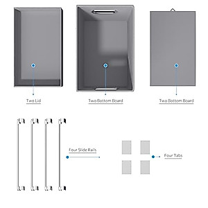 DYWMM Hanging File Box with Lid, Set of 2 Filing Organizer Storage Box, Linen Collapsible Decorative Office/Home File Cabinet (14x9.3x10.9 inch) (Light Gray)
