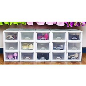 Sterilite 20518006 6 Quart/5.7 Liter Stacking Drawer, White Frame with Clear Drawer,(pack of 6)