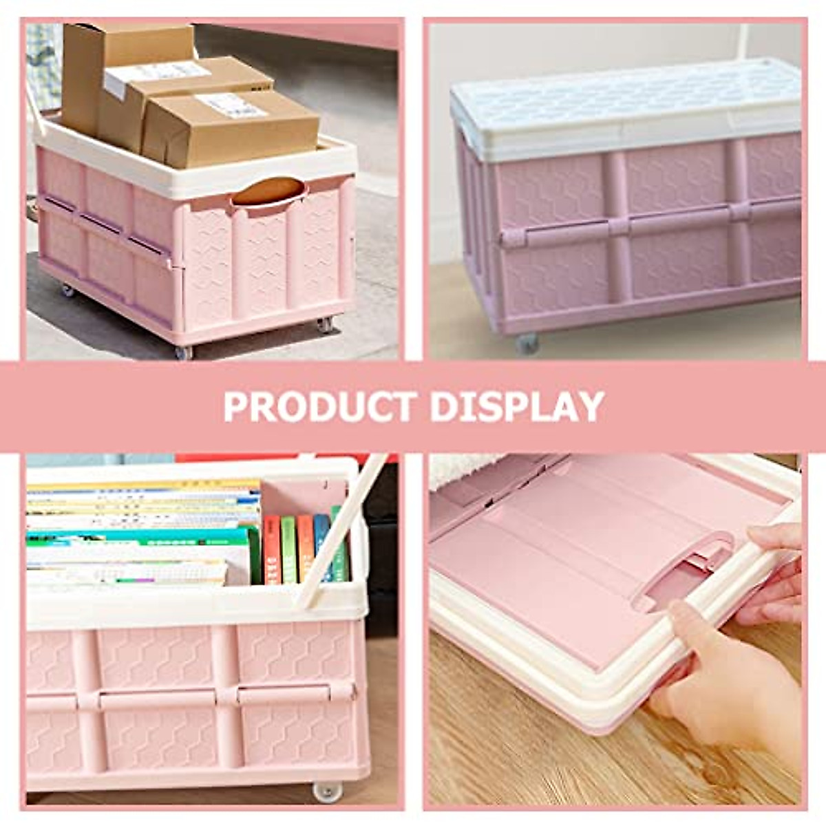 Cabilock Lidded Storage Bin Collapsible Storage Box Stackable Clothes Storage Box With Wheel