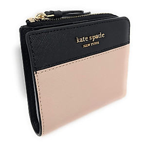Kate Spade New York Small L-Zip Bifold Wallet Beige Black