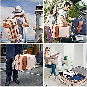 Lumesner Carry on Backpack, Extra Large 40L Flight Approved Travel Backpack for Men & Women,Expandable Large Suitcase Backpacks With 4 Packing Cubes,Water Resistant Luggage Daypack Weekender Bag,Beige