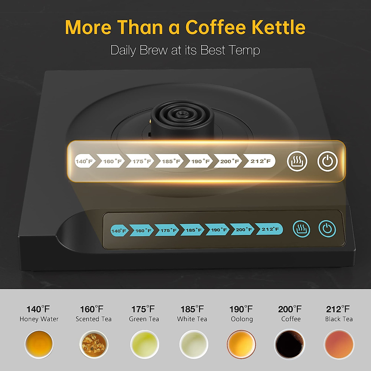 Seoukin Beige White Electric Gooseneck Kettle with 7 Variable Presets, Best Gift For Pour Over Coffee Kettle&Electric Tea Pot, 100% Stainless Steel Water Boiler With Temperature Control, Beige White