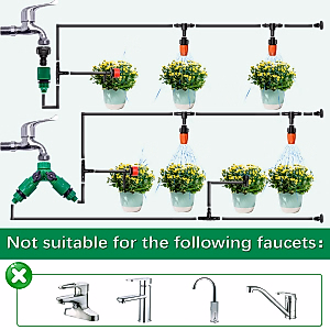 100FT Drip Irrigation Kit Automatic Watering System Drip Irrigation System 100FT 1/4" Blank Distribution Hose DIY Micro Irrigation Kit Saving Water with Adjustable Dripper for Greenhouse Patio Lawn