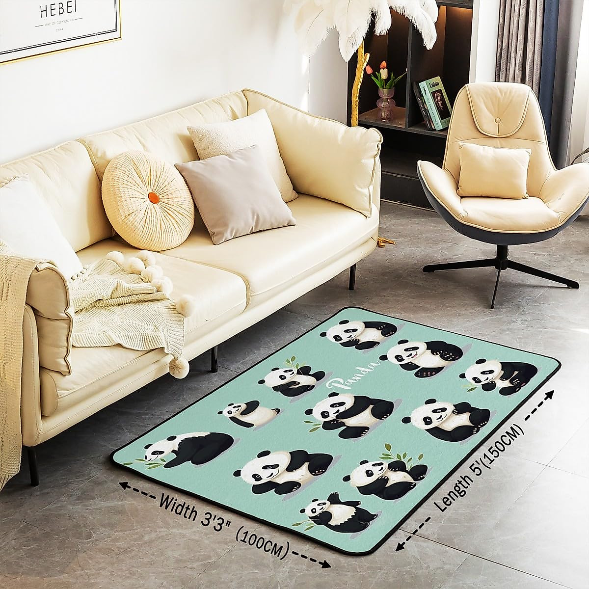 jejeloiu Panda Rugs for Living Room Bedroom Shag Decorative Carpet Rugs Cute Panda Bear Decor Soft Accent Rug for Room Living Room Bedroom Machine Washable Multifunctional Rugs
