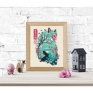 Japanese Anime Princess Art Print - Ukiyo-e Wall Art 8 x 10 Unframed Japanese Anime Artwork Kodama Forest Spirit Print Hayao Miyazaki Wall Hanging Cool Movie Inspired Home Decor