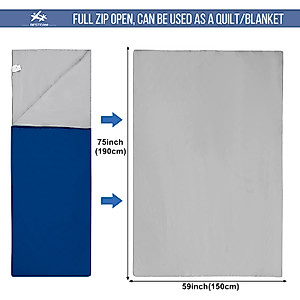 WERTYCITY Warm Weather Sleeping Bag - Portable Waterproof Compact Lightweight, Packable with Compression Sack for Kids Teens Adults Camping Backpacking Hiking(Dark Blue)