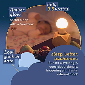 Nite-Nite Light Bulb. Natural Baby Sleep Aid. Promotes Healthy Sleeping Habits for Baby and Mother | Certified by The National Parenting Center. 3 Watt Dimmable, Amber Color - Flicker Free Pack of 1