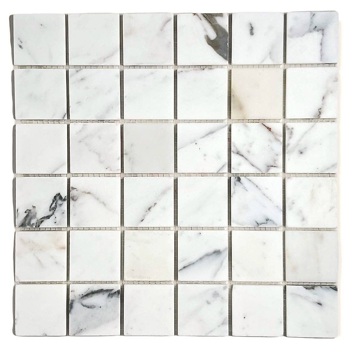 Tenedos Calacatta Gold Marble 2x2 Square Floor and Wall Tile Honed for Kitchen Backsplash| Bathroom| Fireplace Surround