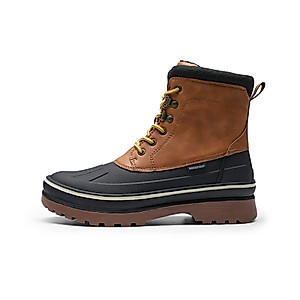 Bruno Marc Men's Insulated Waterproof Snow Boots Warm Fur Lined Outdoor Winter Boot Brown/Yellow,Size12,SBSB229M