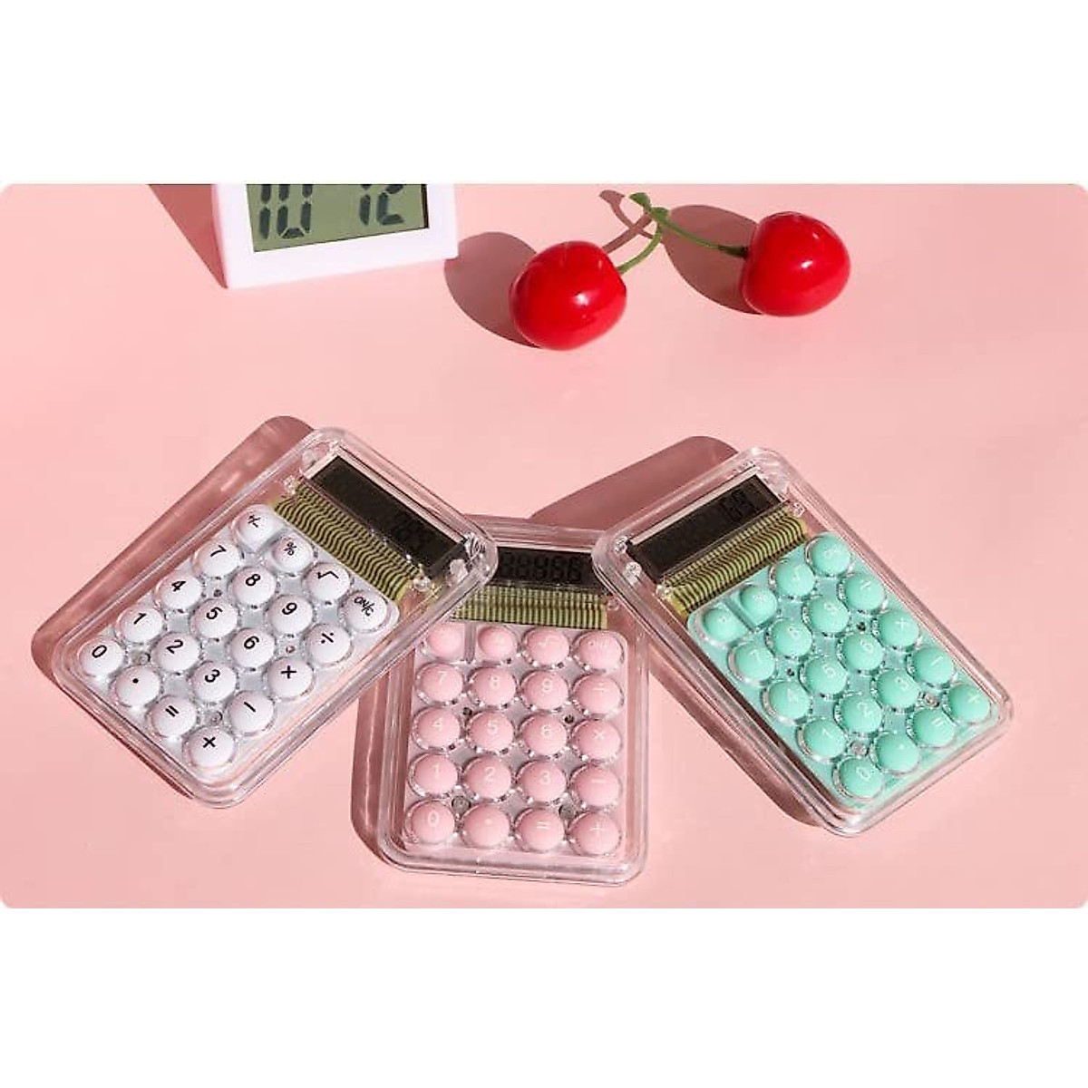 Mini Cute Calculator Kawaii Calculator Transparent Calculator Portable Pocket Calculator for Students and Kids (Green)