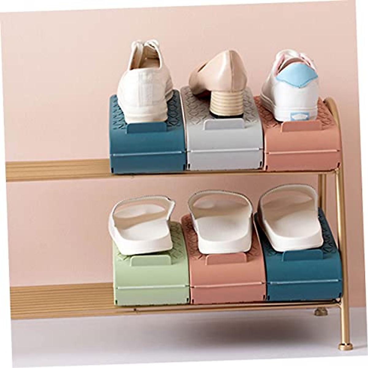 Alipis 2pcs Slipper Adjustable Use Stack Space Display Household Stacker Home Shop Saving Shelves Organization Holders Holder Storage Double Slots Shoes Grey -layer Saver Shoe Slot