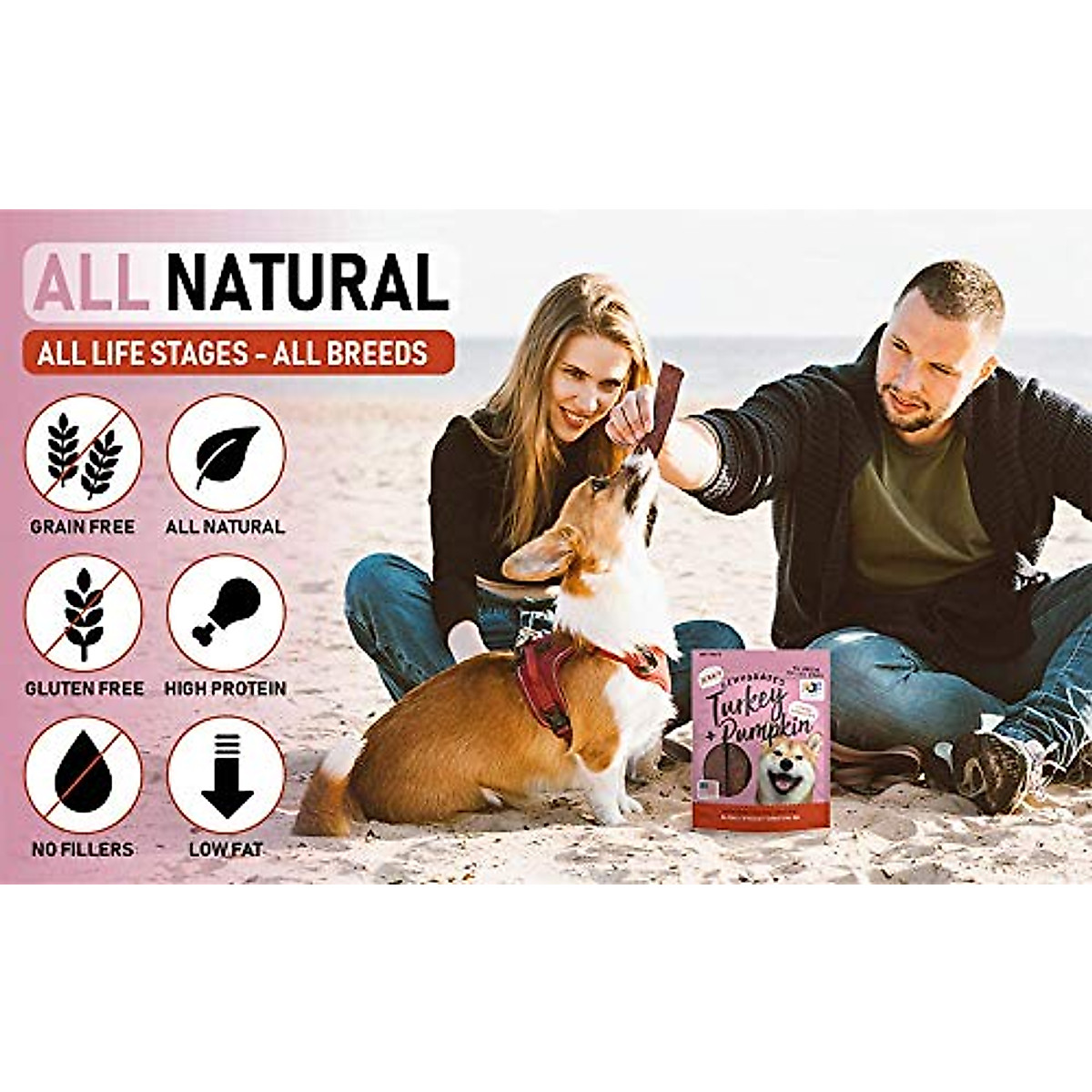 Pet Jerky Factory Premium Dog Treats | 100% Human Grade | USA Made | Grain Free | Turkey and Pumpkin, 5 oz.