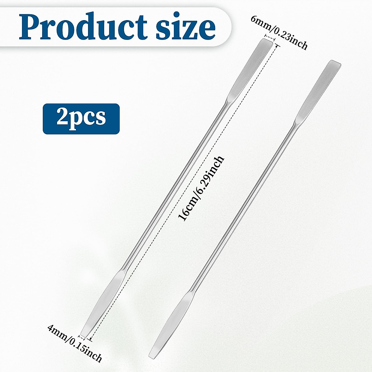 2PCS Stainless Steel Lab Laboratory Mini Double-Ended Spatula Micro Square/Round End Spatula, 6.2"