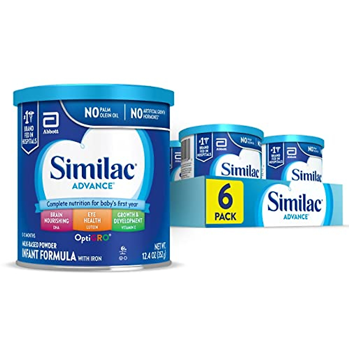 Similac Advance Infant Formula with Iron, Baby Formula Powder, 12.4-oz Tub (Pack of 6)