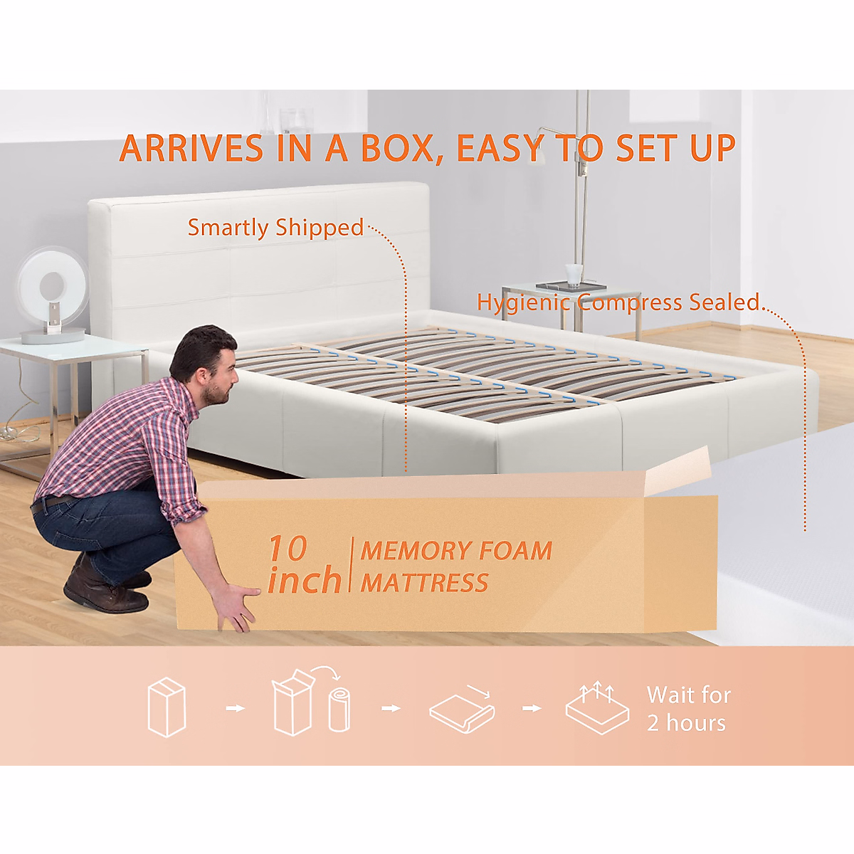 Capacmkseh 10 inch Queen Size Mattress with Cover, Cooling Gel Memory Foam Queen Mattress for a Cool Sleep & Pressure Relief, Medium Firm Mattress Pad Mattresses, Bed in a Box, CertiPUR-US Certified