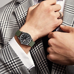 BOSHIYA Men's Military Tactical Field Watches Outdoor Sports/Work Watch Waterproof Analogue Quartz Watches Minimalist Lightweight Nylon Watch - Imported Japanese Movement/40mm Waterproof/Date Display