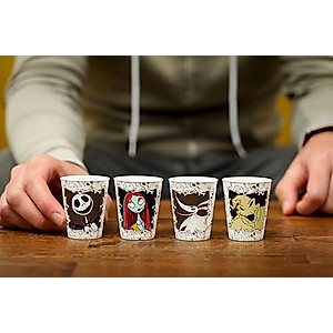 Silver Buffalo Disney Nightmare Before Christmas Character 4 Pack Plastic Mini Cup Set, 1.5 Ounces