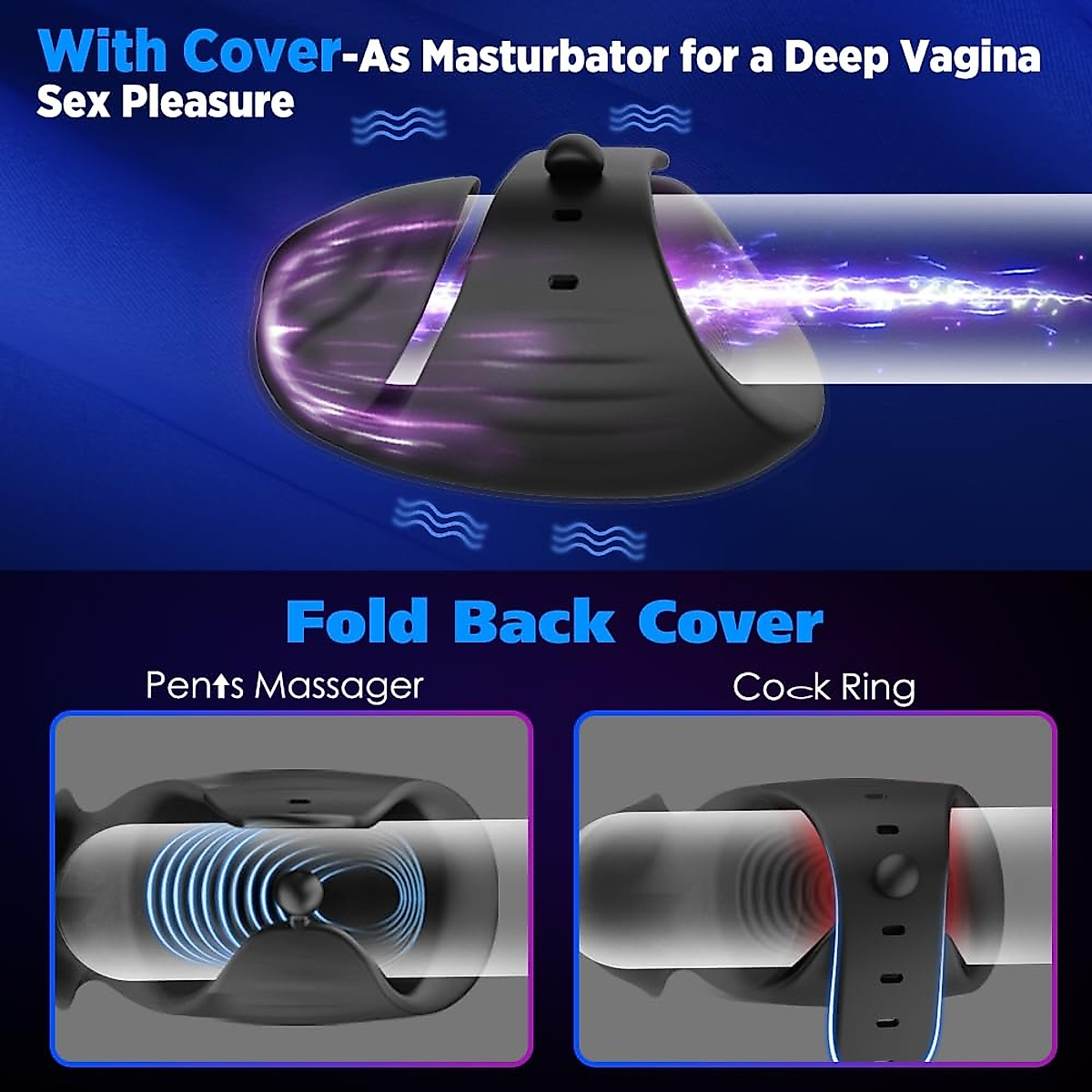 Adjustable Male Masturbator Penis Vibrator Trainer Stimulator, Adult Sex Toys for Men, 3 in 1 Vibrating App Controlled Mens Sex Toy Stroker with Cock Ring, Masturbators Vibrators for Men