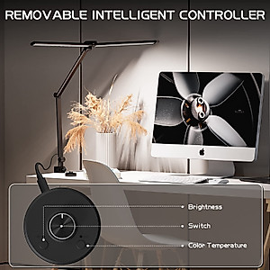 Torchlet Desk Lamps for Home Office, 24W Architect Desk Lamp with Clamp, 31.5" Wide Adjustable LED Desk Light, Stepless Dimming Desk Lamp, Double Head Office Lamp for Workbench Drafting, Task, DL03