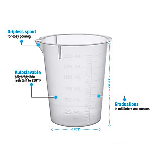 Consolidated Plastics 45381 Disposable Beaker, Polypropylene, 150 mL, 100 Piece
