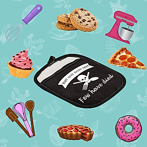 Funny Baking Oven Pads Pot Holder with Pocket for Baker Many Have Eaten Here Few Have Died (Few Have Died)