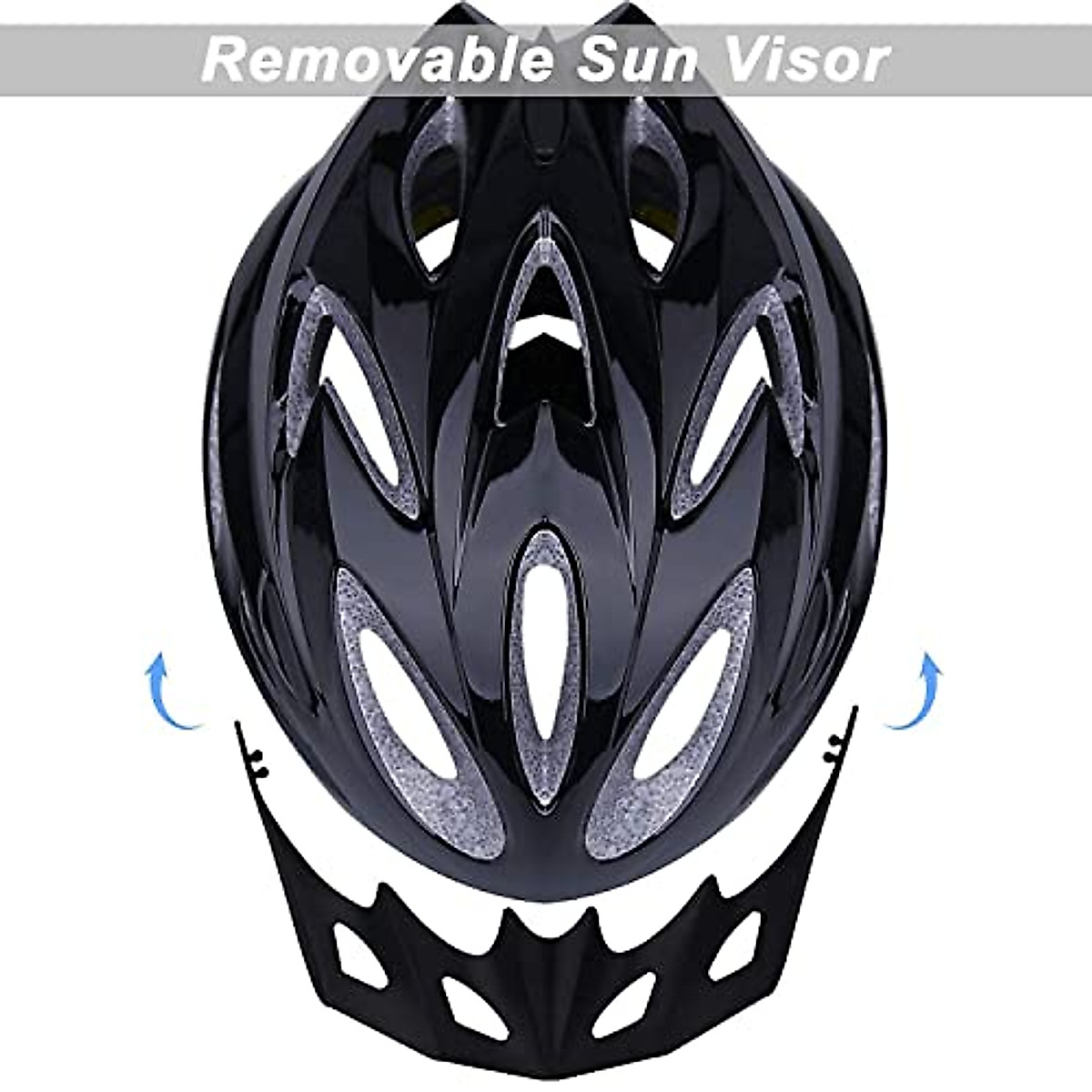 Bike Helmet with Detachable Sun Visor,Shinmax Lightweight Bicycle Helmet with Quick Release Chin Stripe Removable Inner Pads Mountain Bike Helmet Cycling Helmet for Adult Men Women
