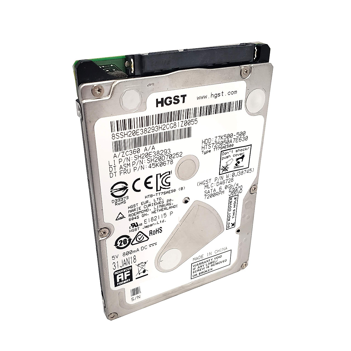 HGST 500GB HTS725050A7E630 2.5" 7200RPM SATA 6G/s 0J38745 (Renewed)