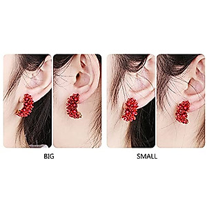 Wgoud 2 Pairs of Bohemian Style Metal Flower Hoop Earrings - Stylish Gold Plated Colorful Pearl Blossom Floral Hoops Earring Jewerly for Women Girls (RedA)