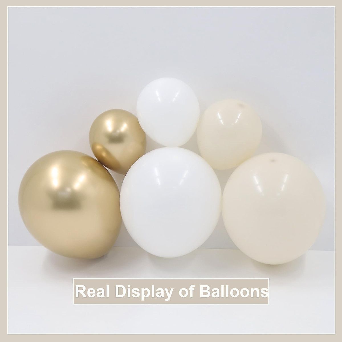 White and Gold Balloon Arch Kit-162PCS Neutral White Sand Balloons for Wedding Christening Baptism Boho Baby Shower Engagement Bridal Shower Birthday Decorations Backdrop