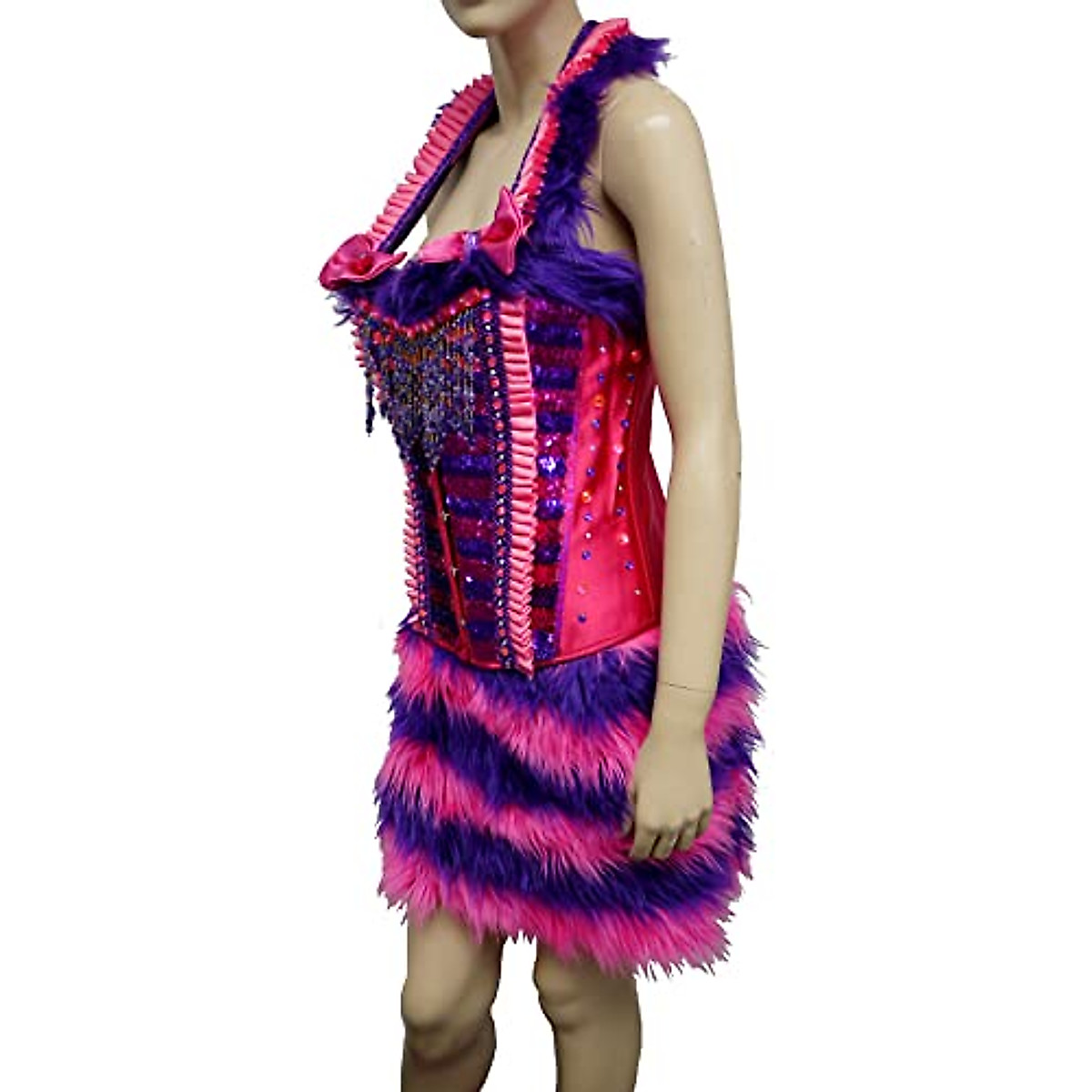 Alice in Wonderland Cheshire Cat Fur Rave Corset Costume