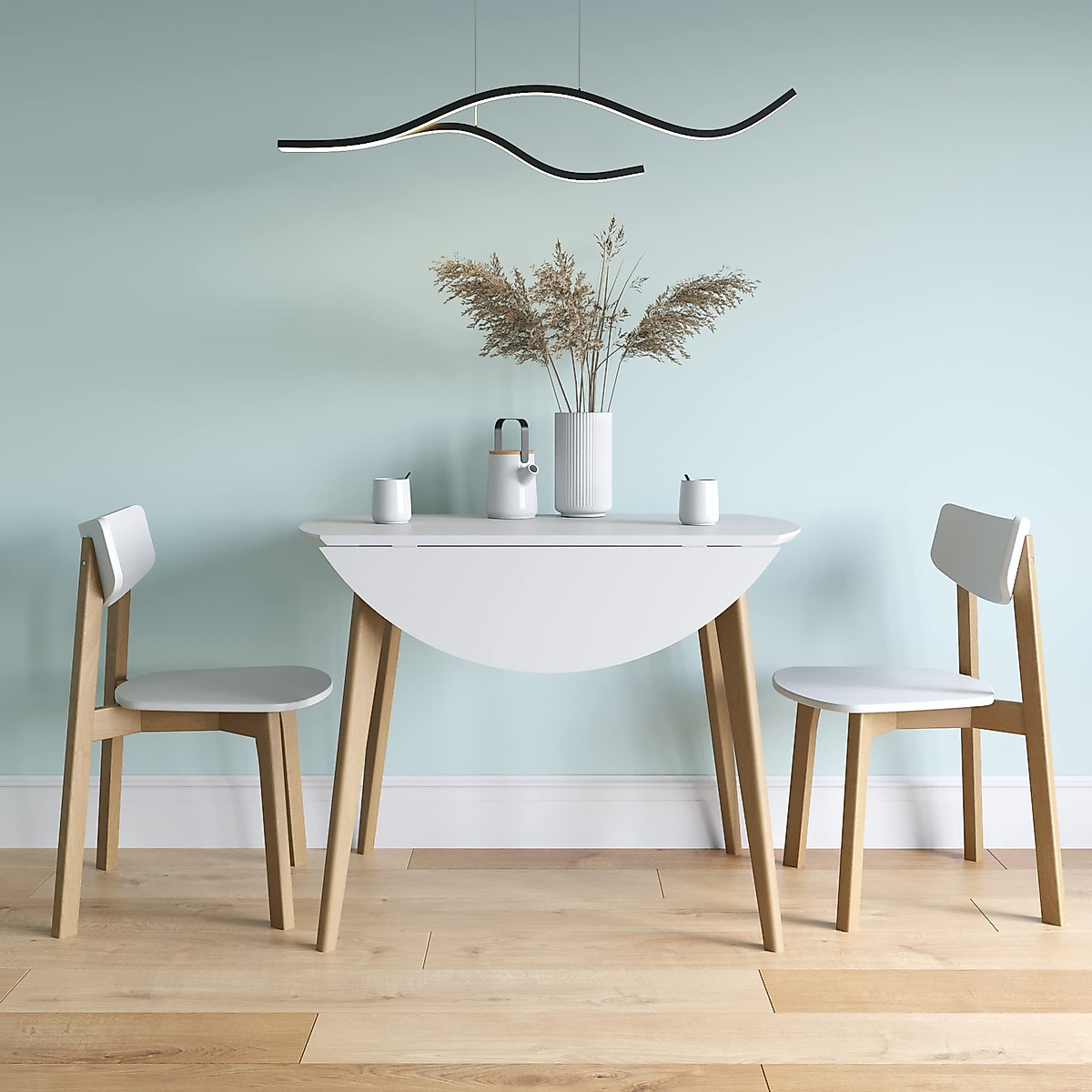 DAIVA CASA Wooden Chair Set of 2 - Vega - Chair with Wooden Seat and Back, Brown - Modern Scandinavian Furniture for Kitchen, Dining Room, Living Room, and More