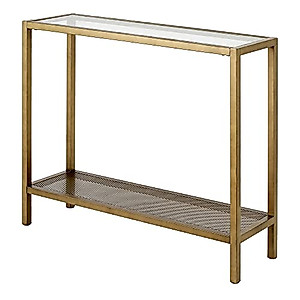 Henn&Hart 36" Wide Rectangular Console Table in Brass, Entryway Table, Accent Table for Living Room, Hallway
